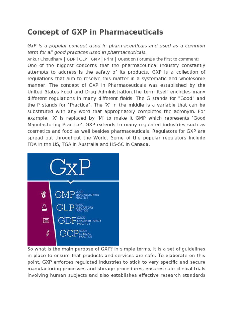 concept-of-gxp-in-pharmaceuticals | PDF | Food And Drug Administration ...