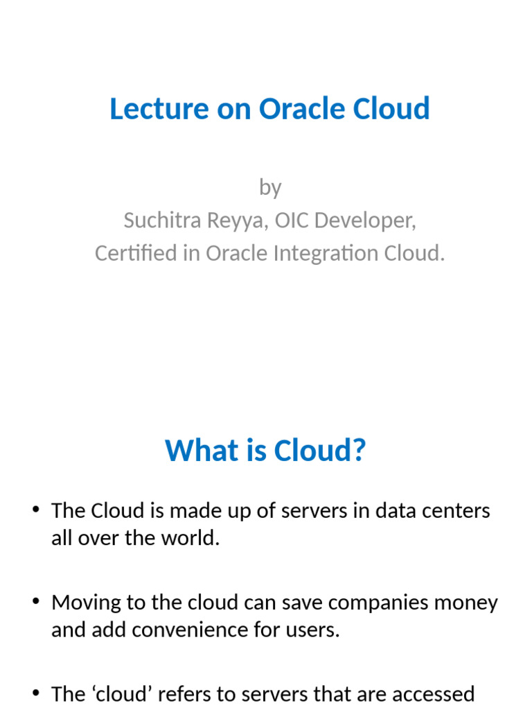 Lecture On Oracle Cloud Pdf Cloud Computing Oracle Corporation