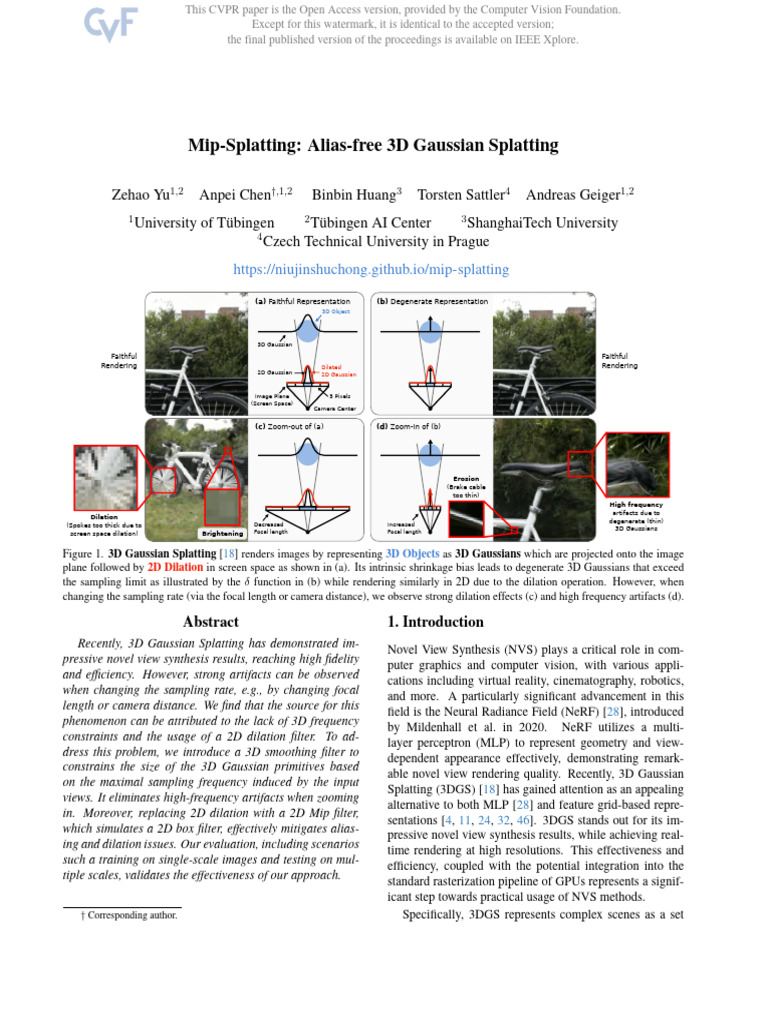 Mip-Splatting Alias-Free 3D Gaussian Splatting CVPR 2024 Paper | PDF | Sampling (Signal ...