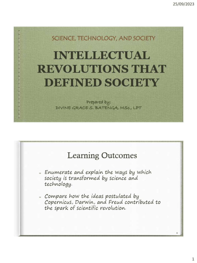 STS Lecture 4 - Intellectual Revolution That Defined Society | PDF ...