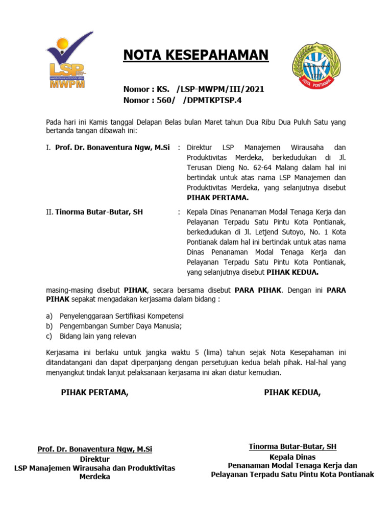 UJIKOM_draft MoU 2 | PDF