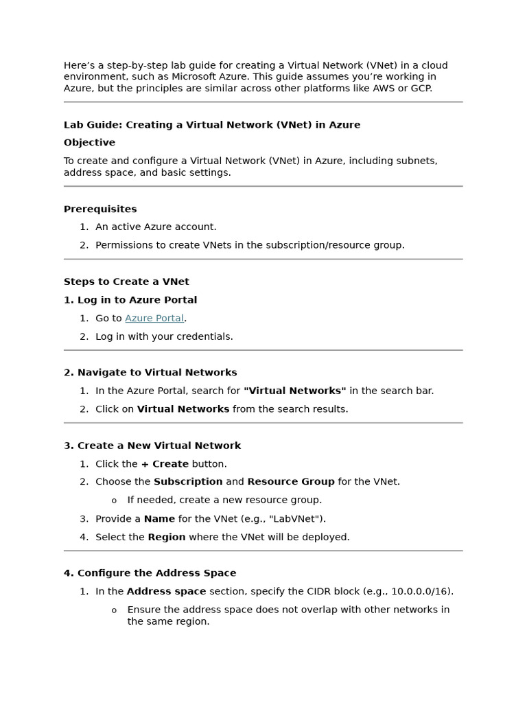 Vnet LAb Guide | PDF