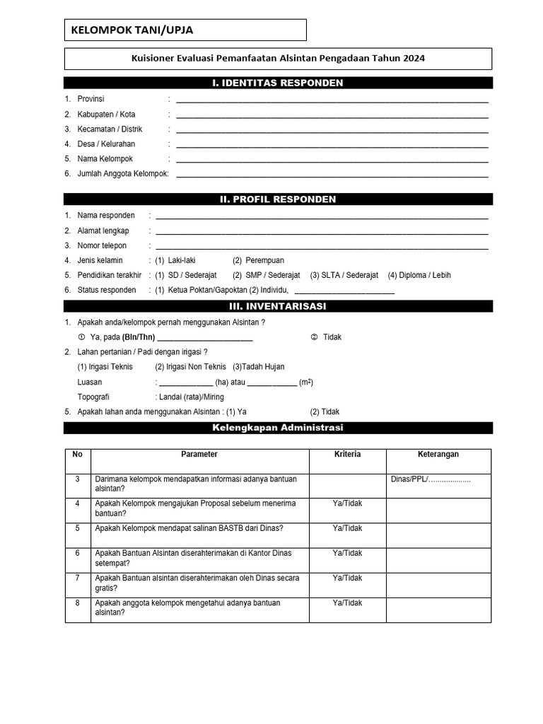 Kuesioner Alsin DiisiPOKTAN | PDF