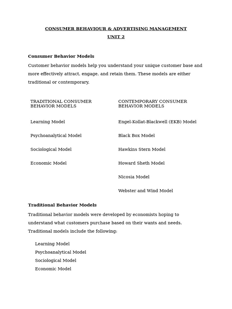 Consumer Behaviour & Advertising Management Unit 2 | PDF | Consumer ...