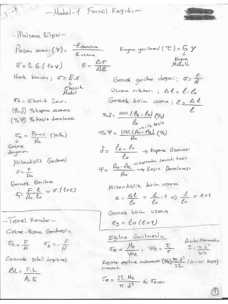 Makel 1 Formül Kağıdı | PDF