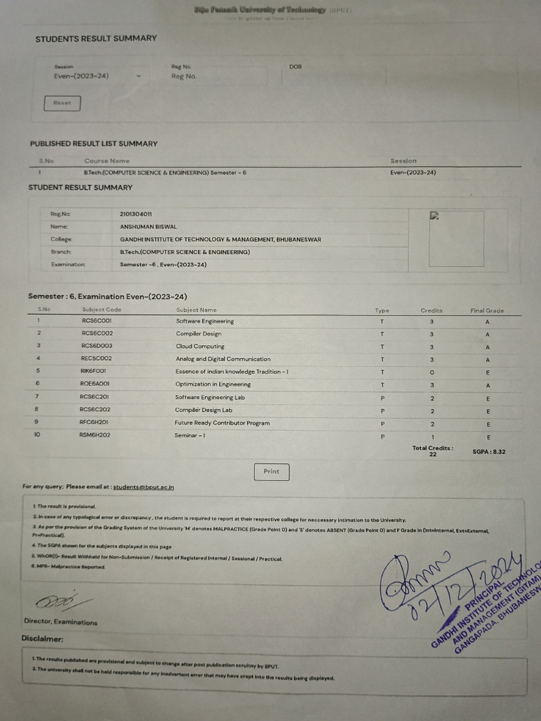 Anshu Marksheet | PDF