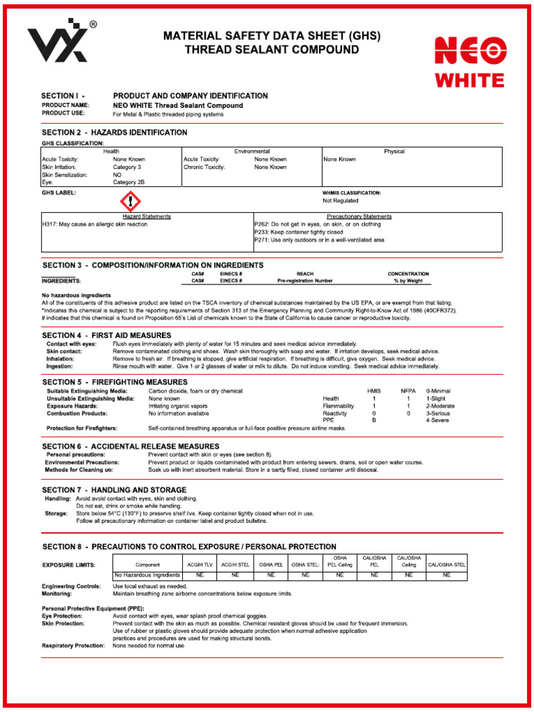 Neo White - Msds | PDF