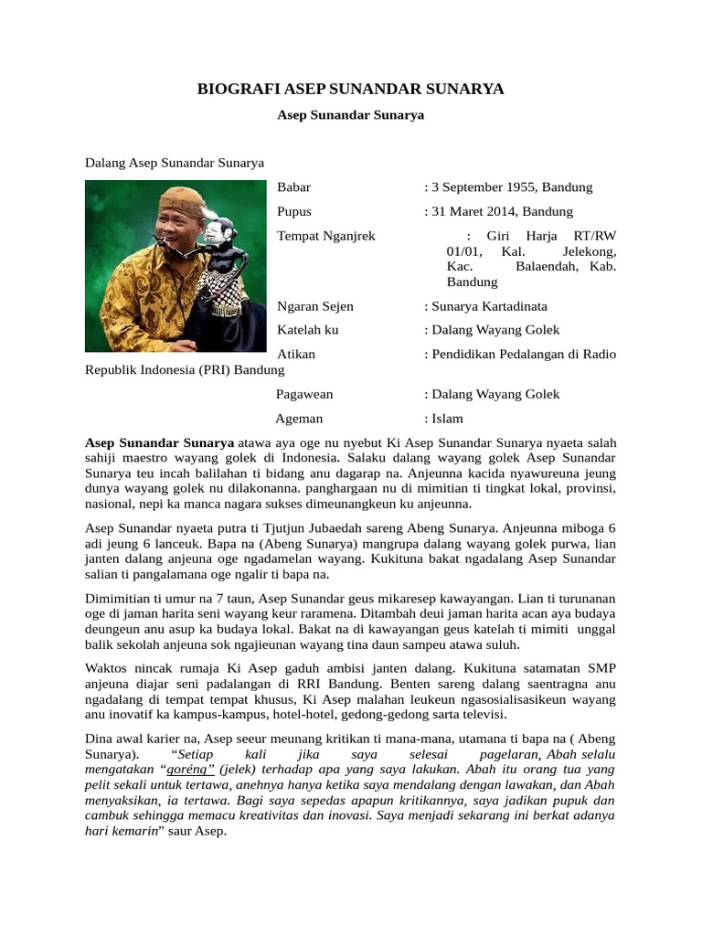 BIOGRAFI ASEP SUNANDAR SUNARYA | PDF
