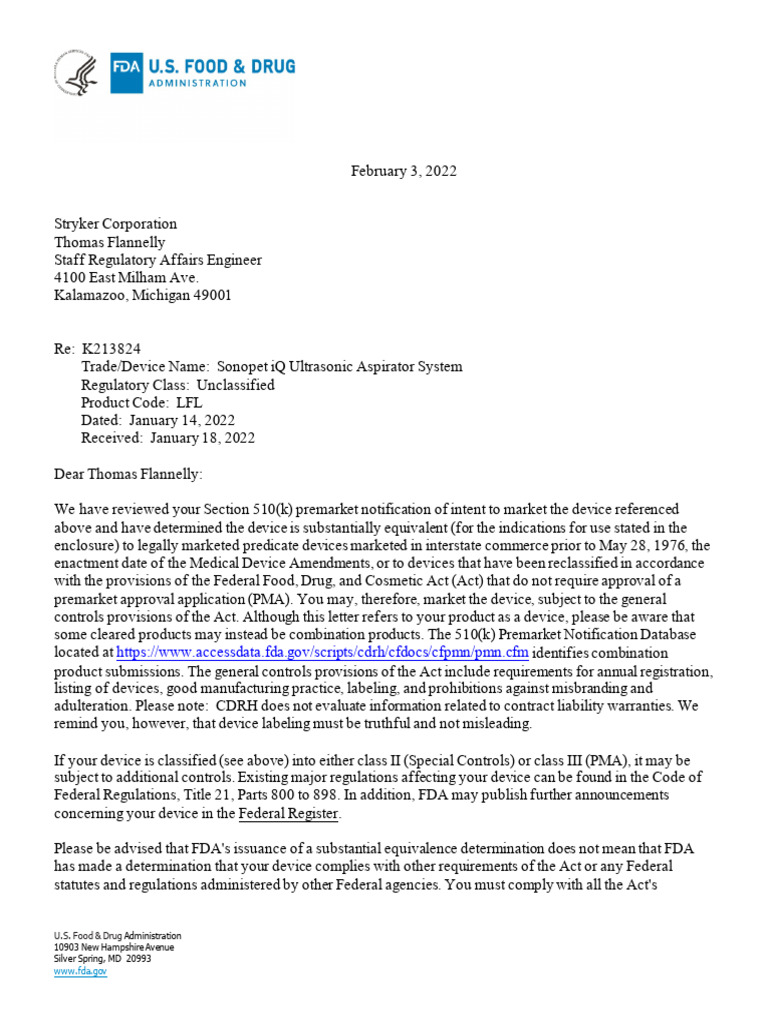 K213824 | PDF | Federal Food | Food And Drug Administration