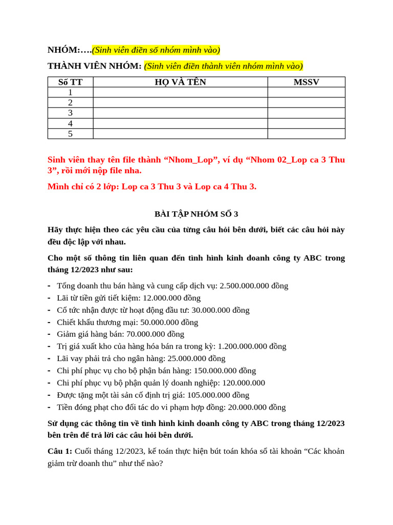 Bai Tap nhom so 2 | PDF