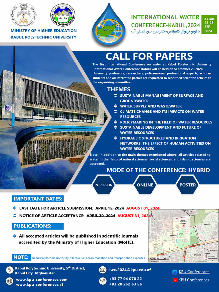 Updated English - Call For Paper (IWC-Kabul, 2024) | PDF | Water Resources | Water