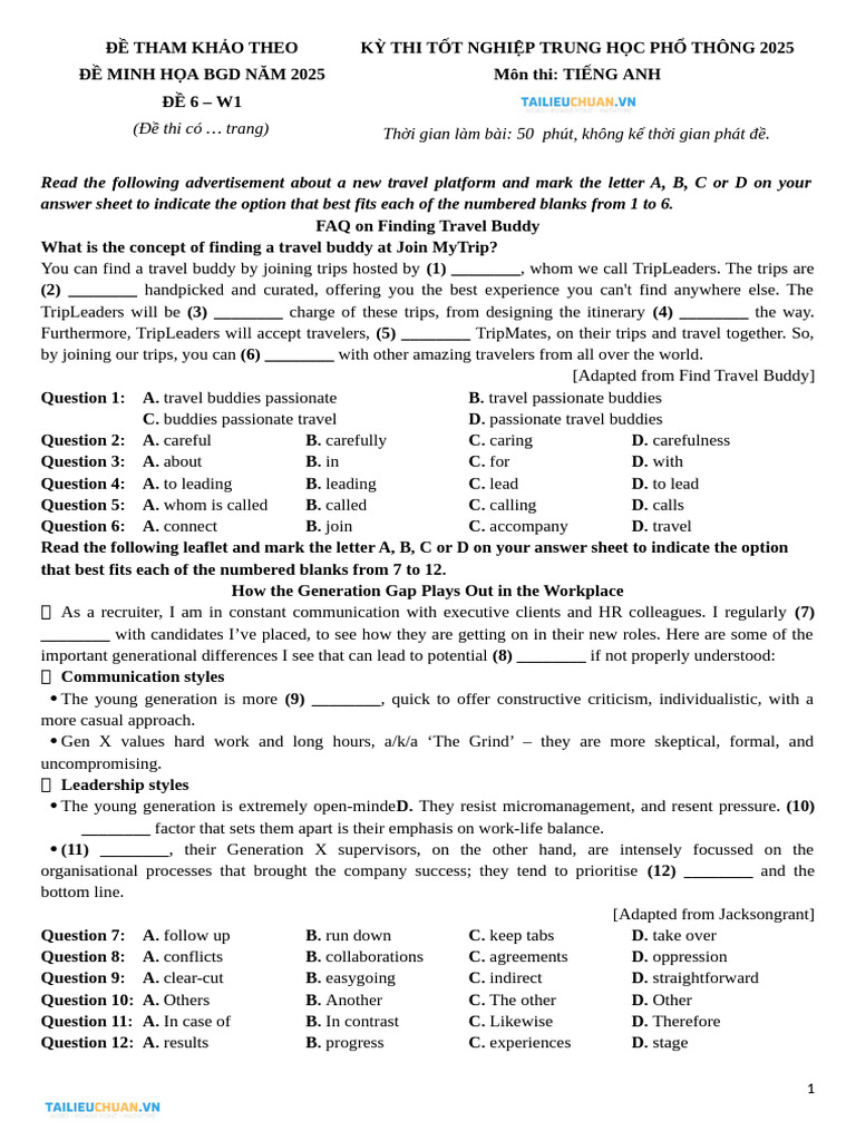 Đề Vip 6 - Phát Triển Đề Minh Họa Môn Anh 2025 - w1 - ogspjrpa5w | PDF | Climate Change ...