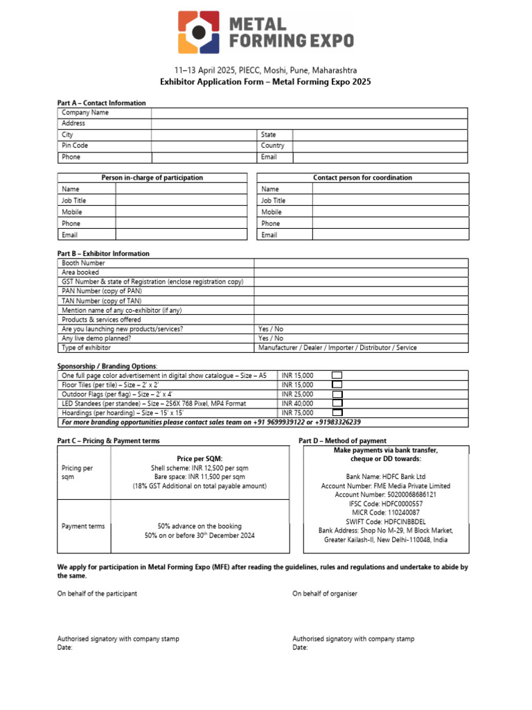 Metal Forming Application form | PDF | Indemnity | Private Law
