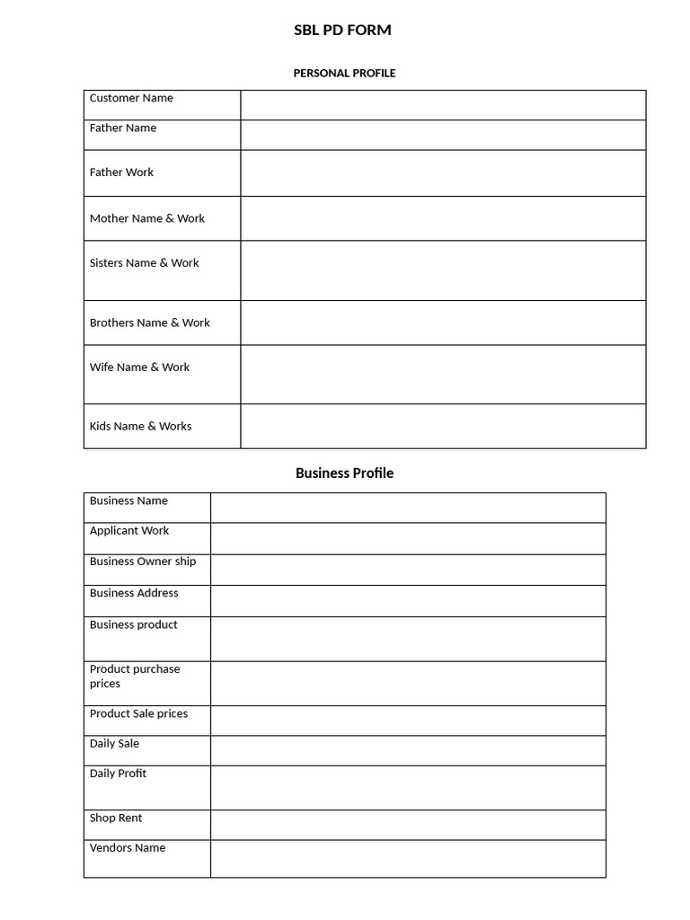 SBL PD FORM | PDF