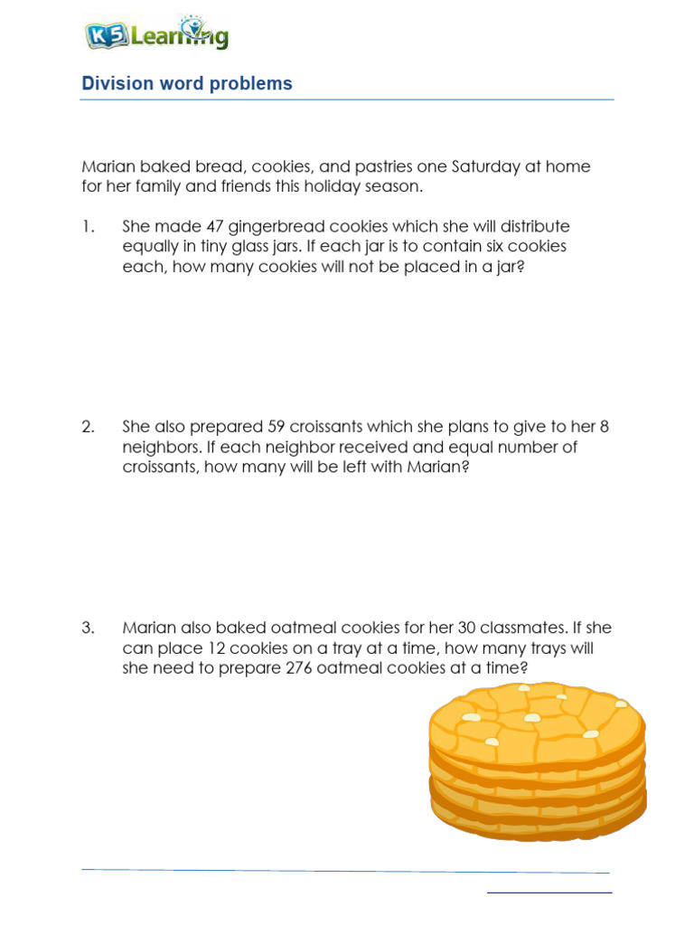 Grade 3 Division Word Problems b1 | PDF