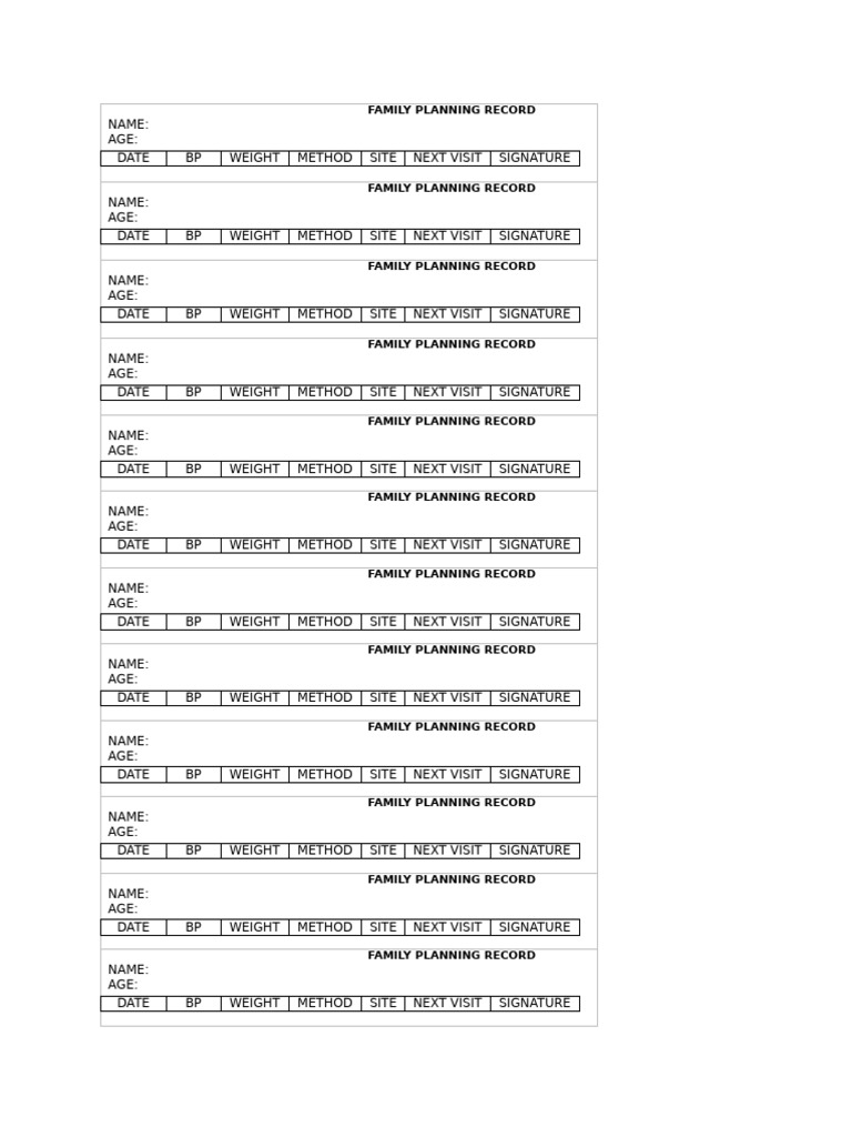 Family Planning Record | PDF