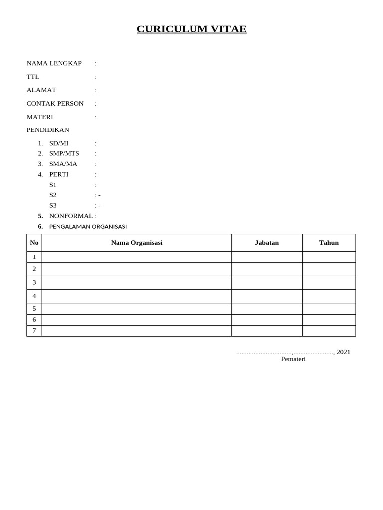 CV Kosong | PDF