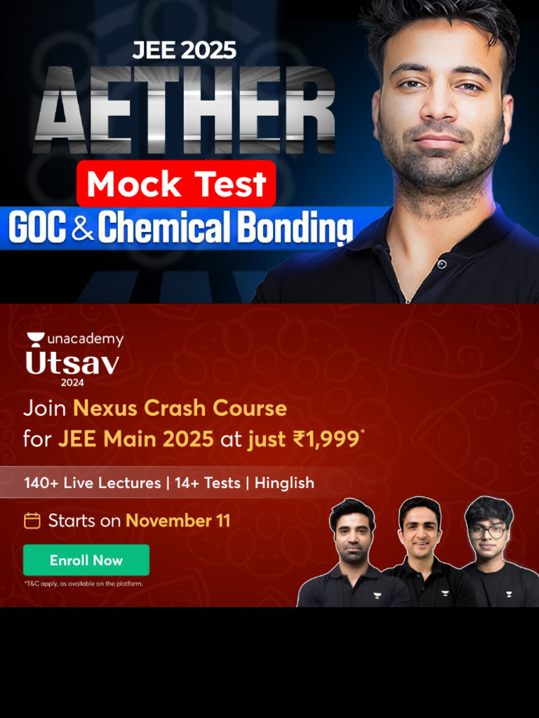 Answer Key AETHER Mock Test - 1 | PDF | Chemical Bond | Chemical Compounds