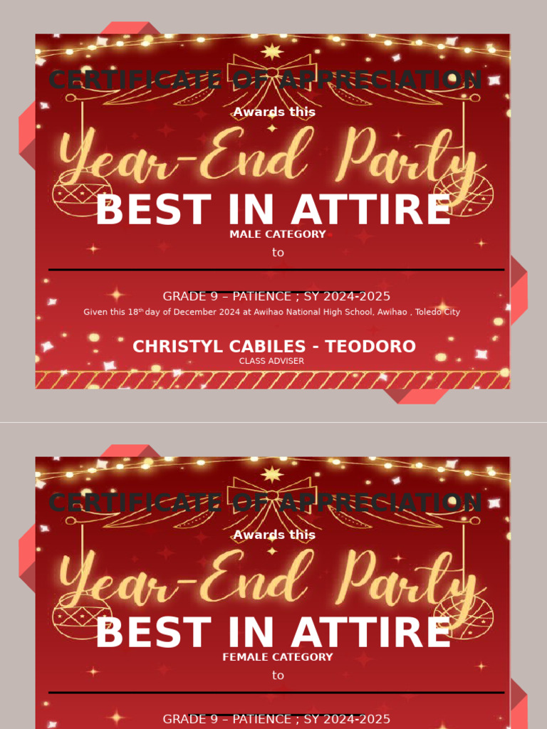 Year End Certificates | PDF