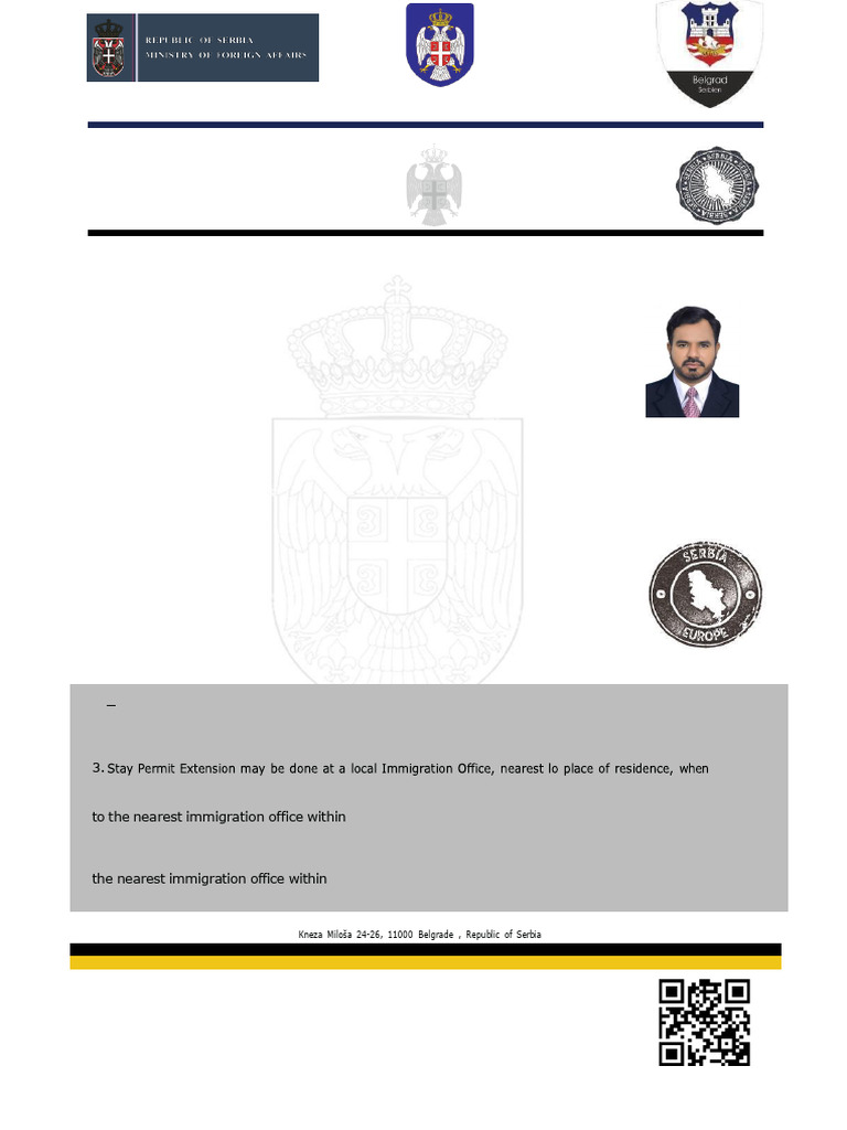 Saqib Muhammad - Serbia Evisa Certificate | PDF | Travel Visa | Passport
