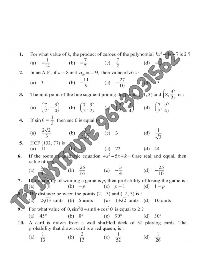 Maths PYQs Class10th | PDF | Euclidean Geometry | Mathematics