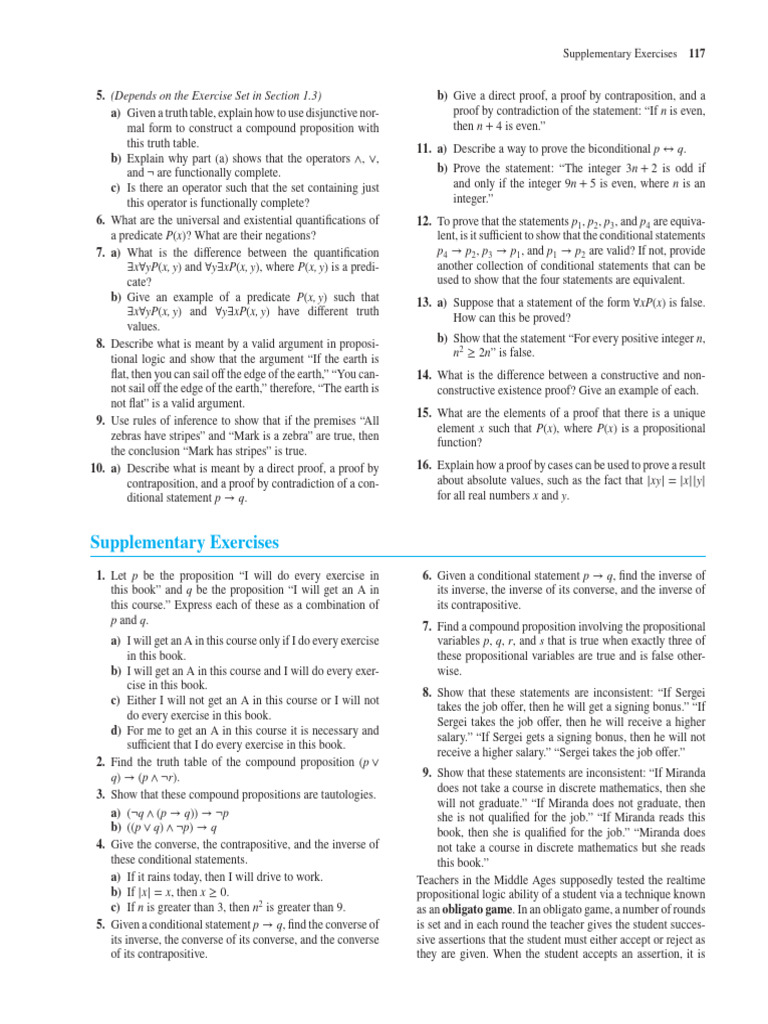 Kenneth Rosen Logic Exercises | PDF | Mathematical Proof | Argument