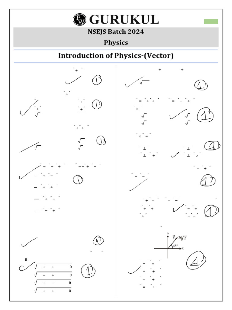 Introduction To Physics (Vector) : Practice Sheet || NSEJS Batch 2024 ... Introduction To Physics (Vector) : Practice Sheet || NSEJS Batch 2024 ...