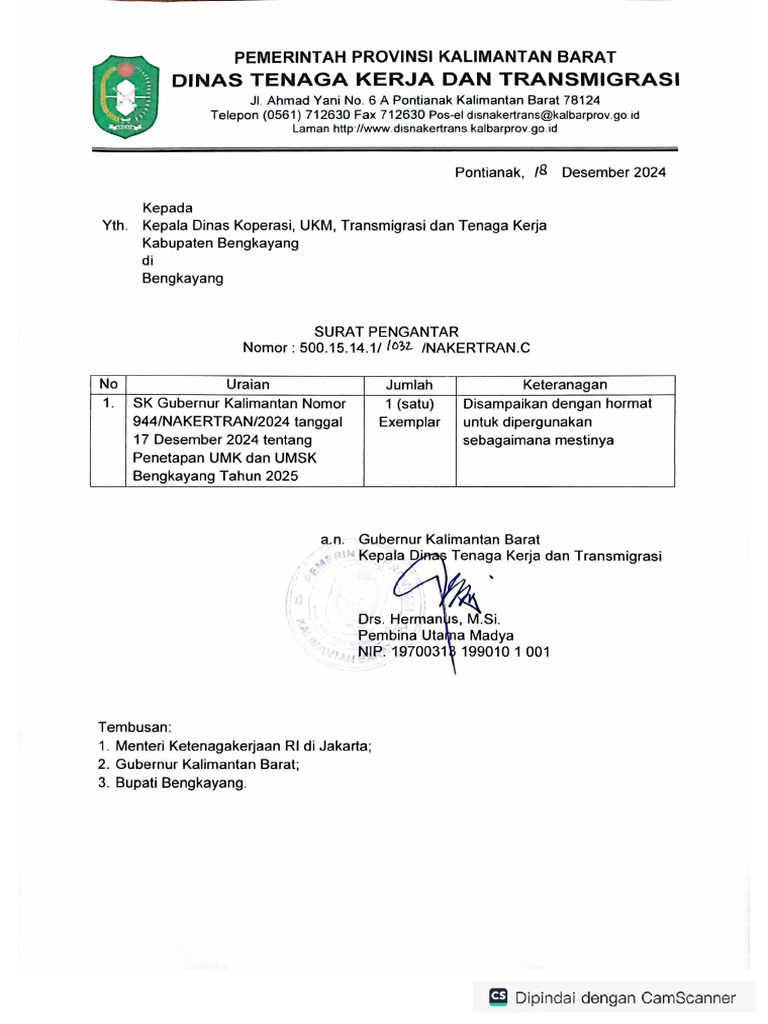 SK UMK Dan UMSK Bengkayang - 2025 | PDF