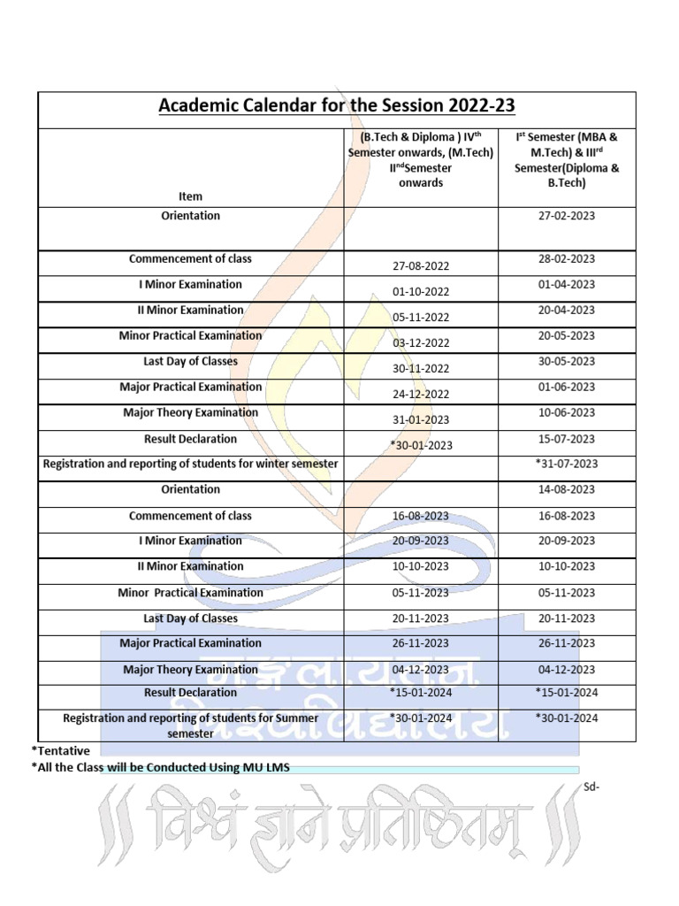 Academic Calendar 2022 23 | PDF | Academic Term | Academia
