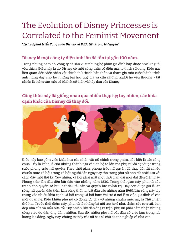 The Evolution of Disney Princesses Is Correlated To The Feminist Movement | PDF