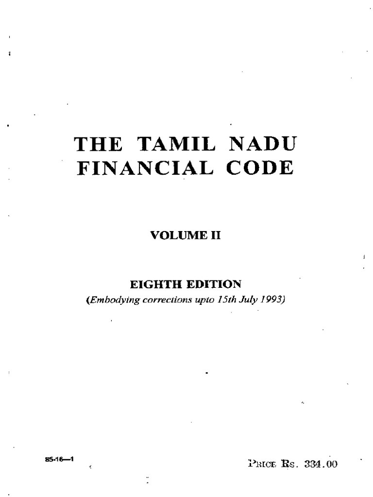 Tamil Nadu Financial Code - Volume II | PDF