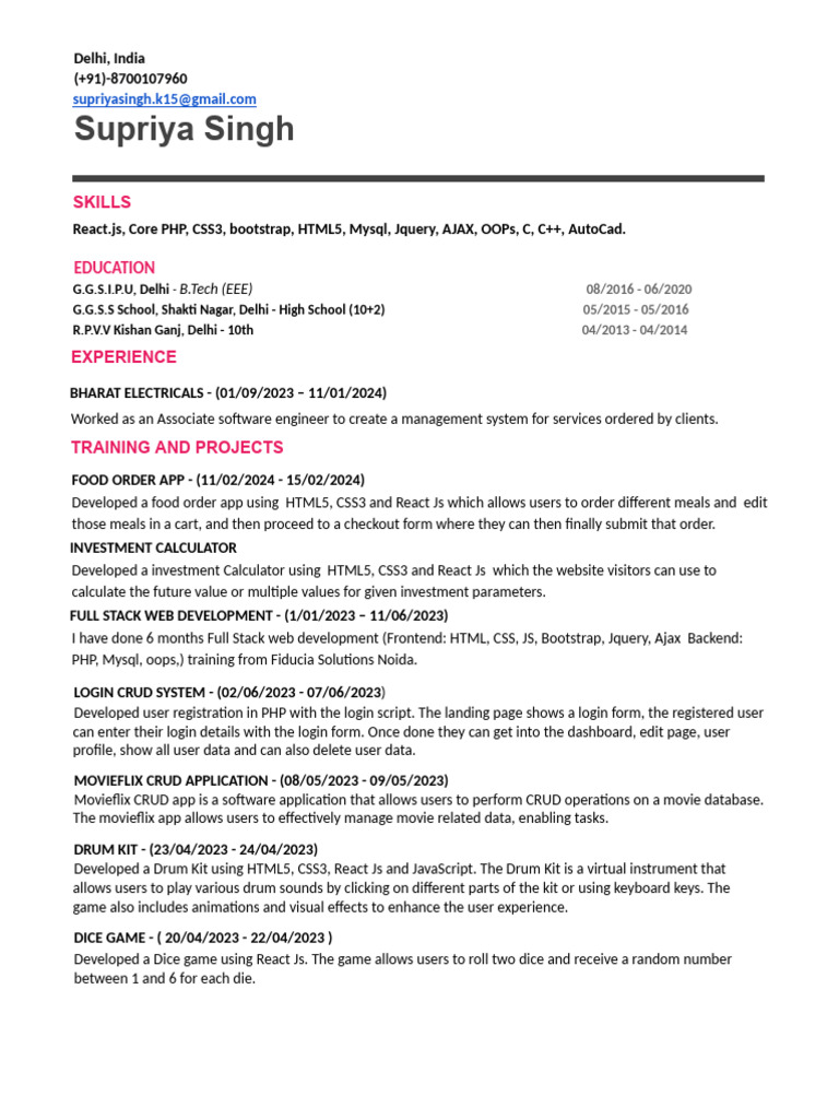 Supriya Resume | PDF