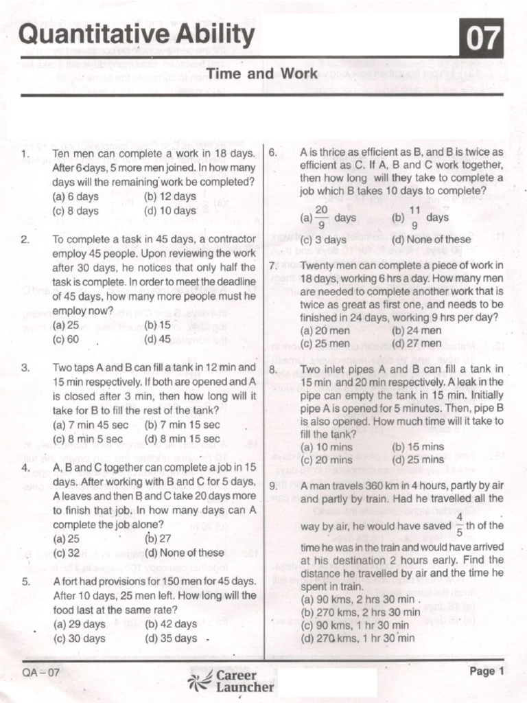 QA-07 - Time and Work | PDF