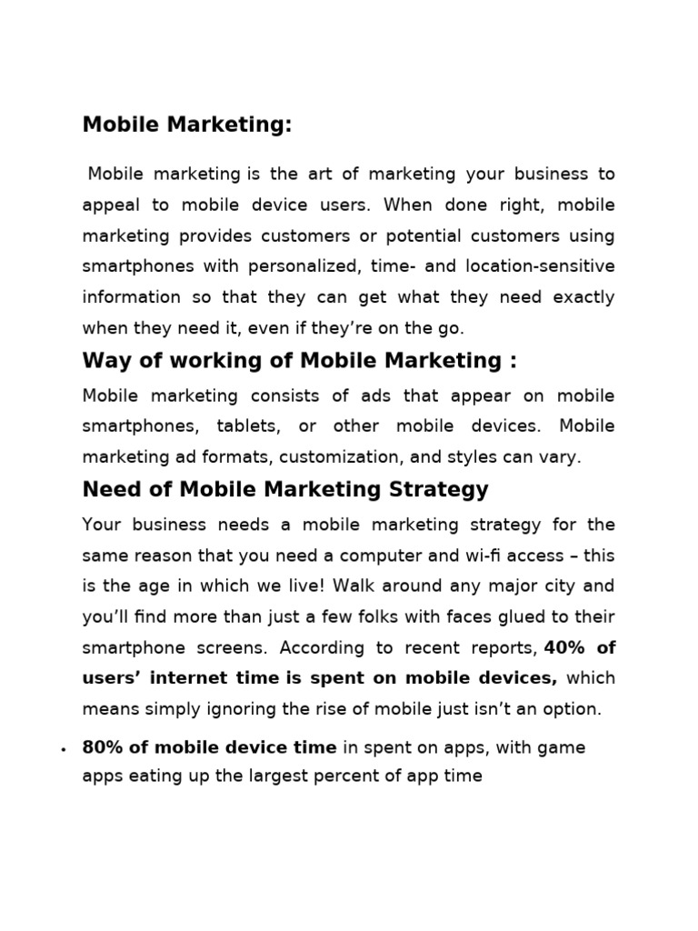 Mobile marketing | PDF | Mobile Marketing | Advertising