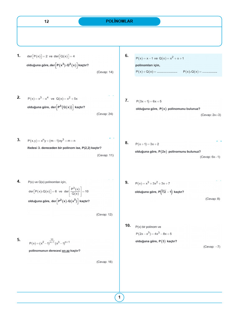 POLİNOMLAR | PDF