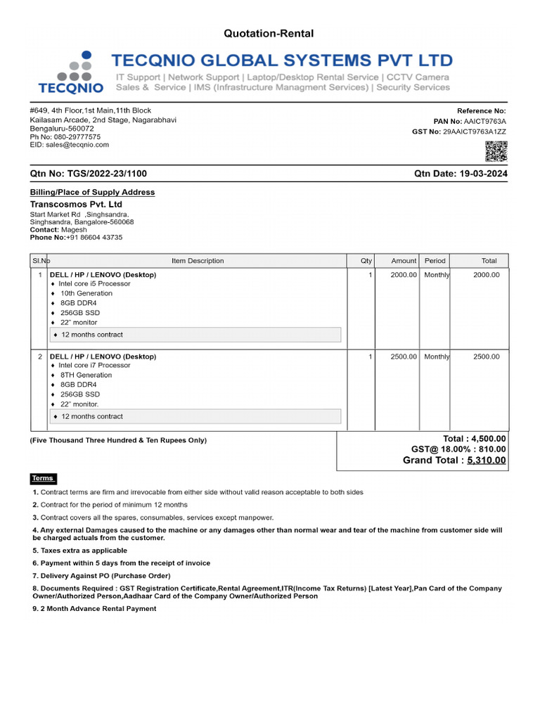 Desktop Rental Quotations | PDF