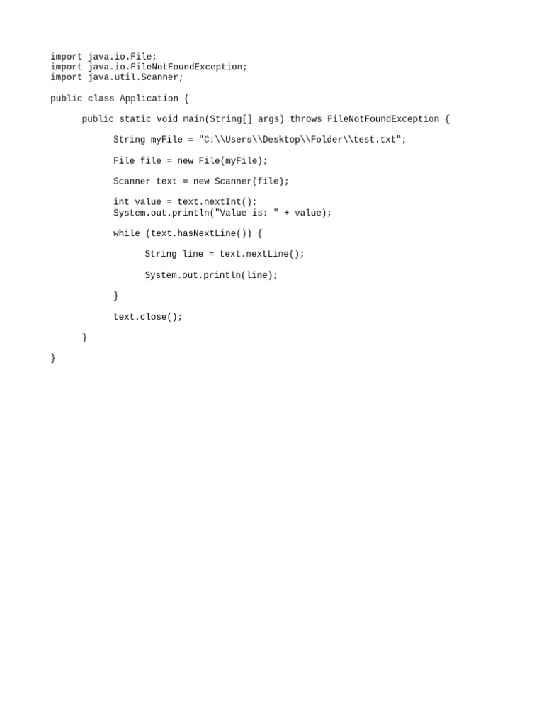 Java File Reading Example Code | PDF