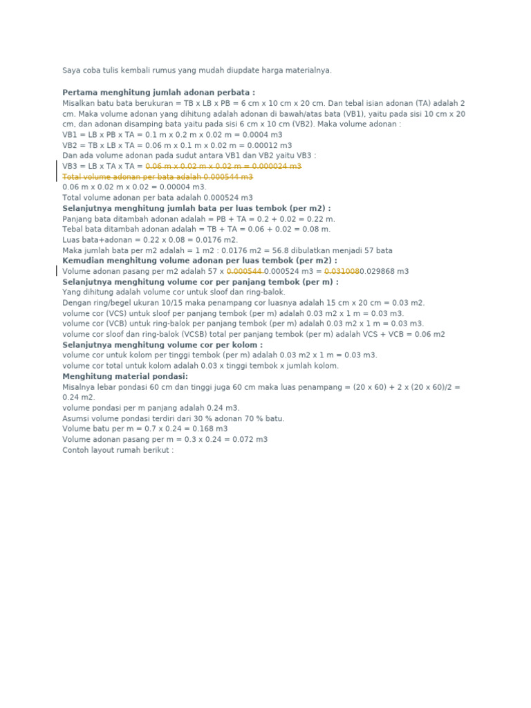 Hitungan Material Bangunan Rumah | PDF