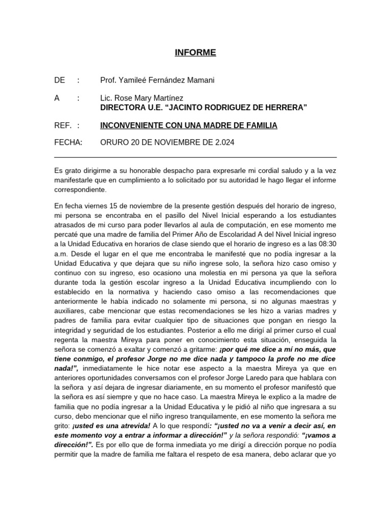 Informe Yamilee | PDF