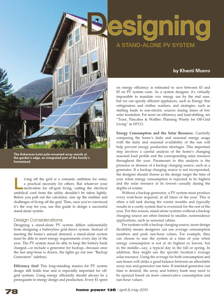 Designing Stand-Alone PV Systems | PDF | Photovoltaics | Photovoltaic ...