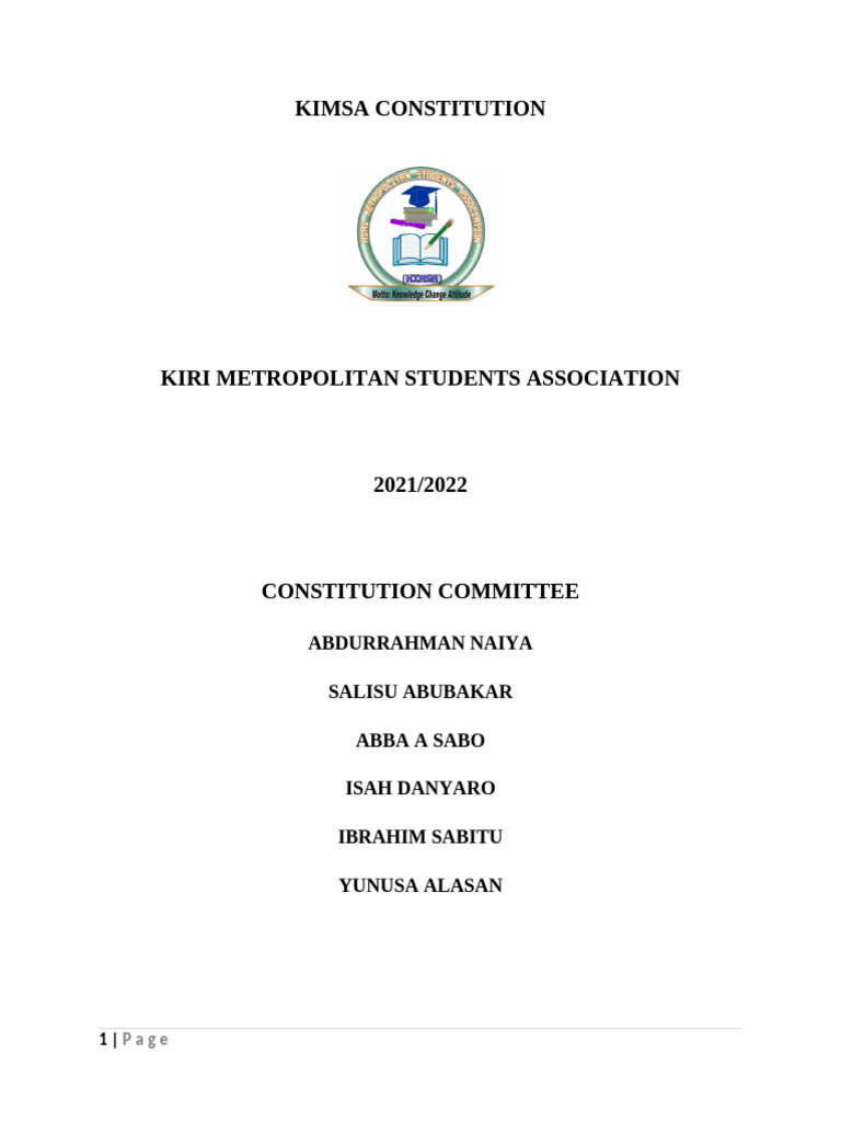 Kiri Metropolitan Students Association Constitution | PDF | United ...