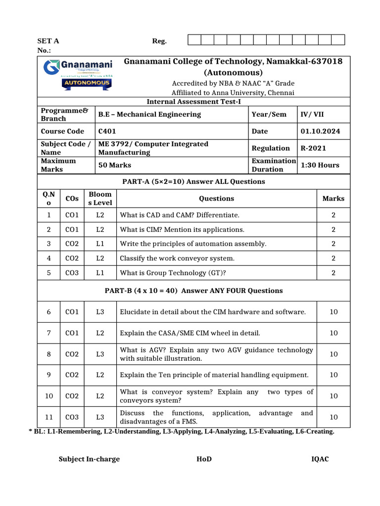 Cim Iat QP | PDF | Engineering