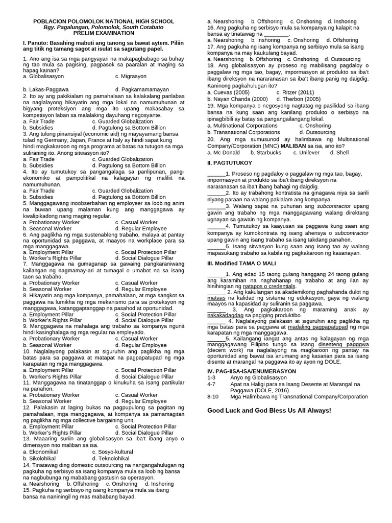 2nd-Preliminary-Examination-2024-2025 | PDF