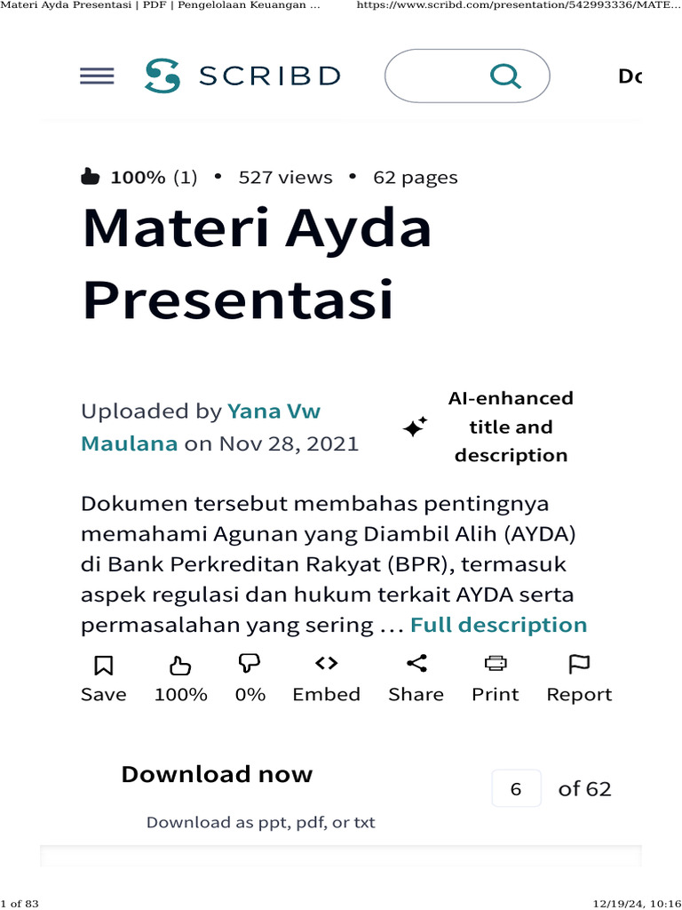 Materi Ayda Presentasi PDF Pengelolaan Keuangan & Uang | PDF | Scribd | World Wide Web
