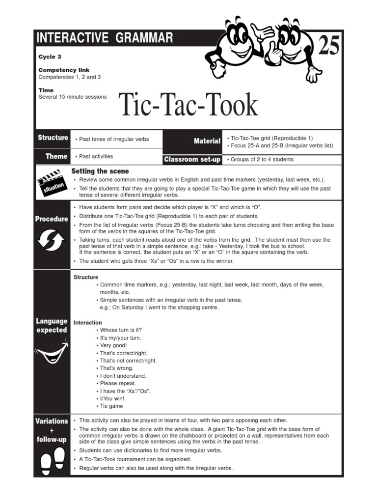 Tic-Tac-Toe for Irregular Verbs | PDF