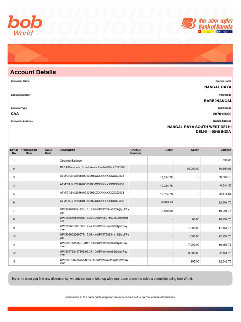 Bank Account Statement Oct-Dec 2024 | PDF | Debit Card | Banks