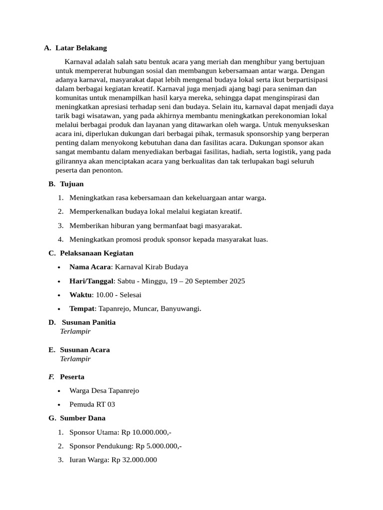 proposal karnaval | PDF