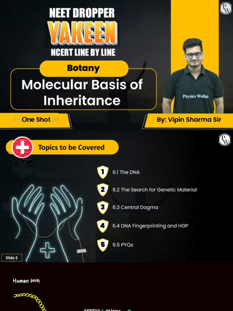 Molecular Basis of Inheritance One Shot Class Notes NCERT Line by | PDF