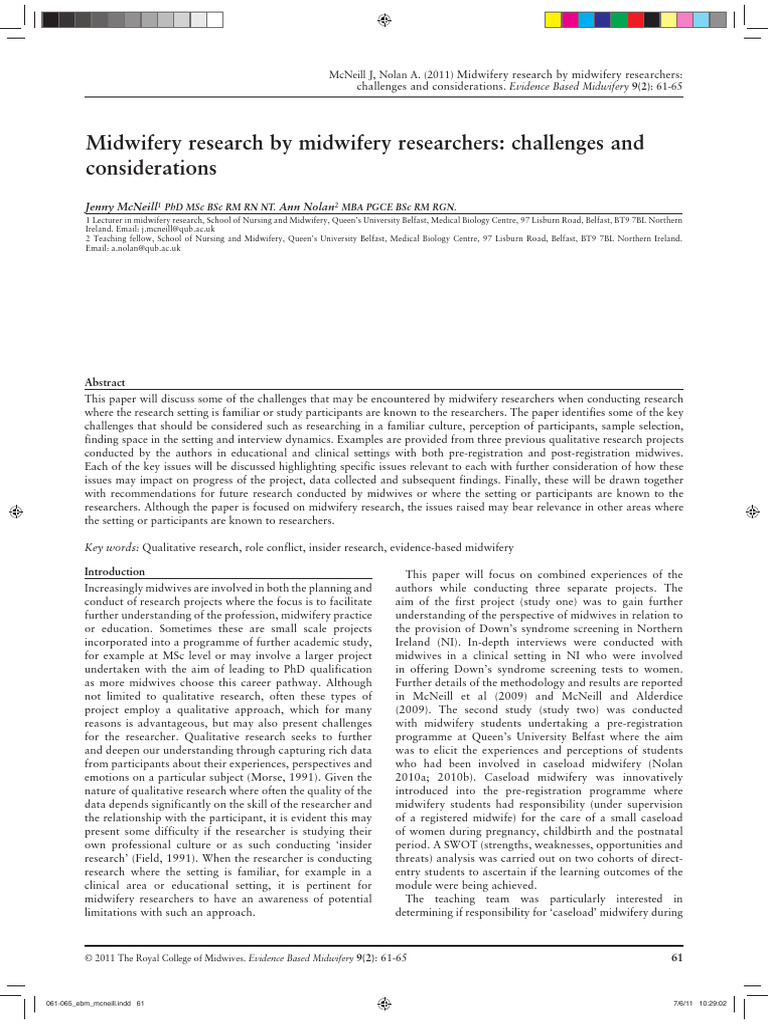Midwifery Research: Challenges & Insights | PDF | Midwife | Midwifery
