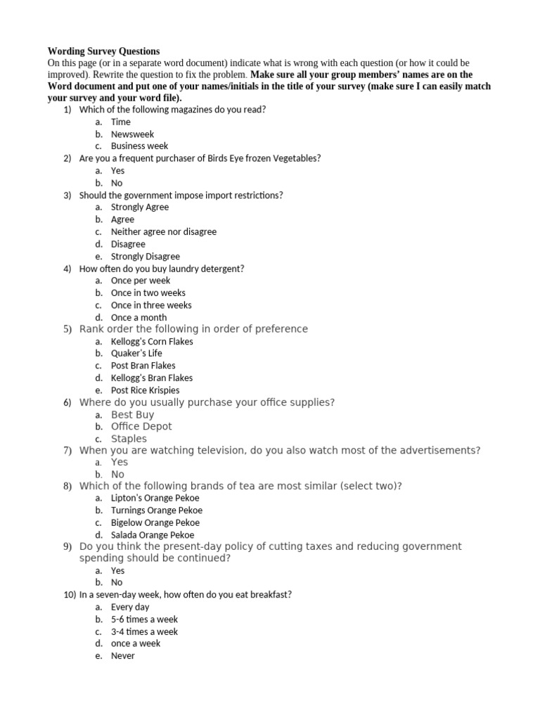 Question Writing Exercise | PDF